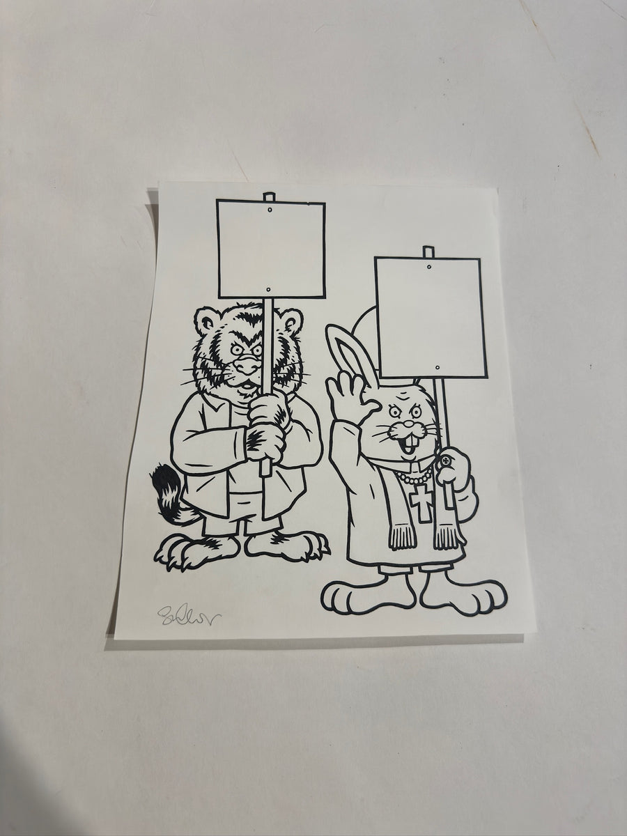 Sean Cliver / Original Art / Protest 1 (Ink) – StrangeLove Skateboards