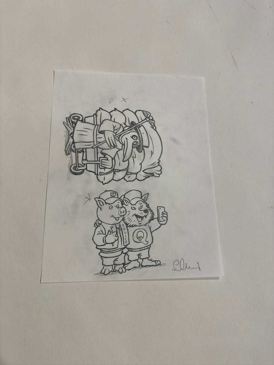 Sean Cliver / Original Art / Plague Doctor and Q-Friends (Pencil ...